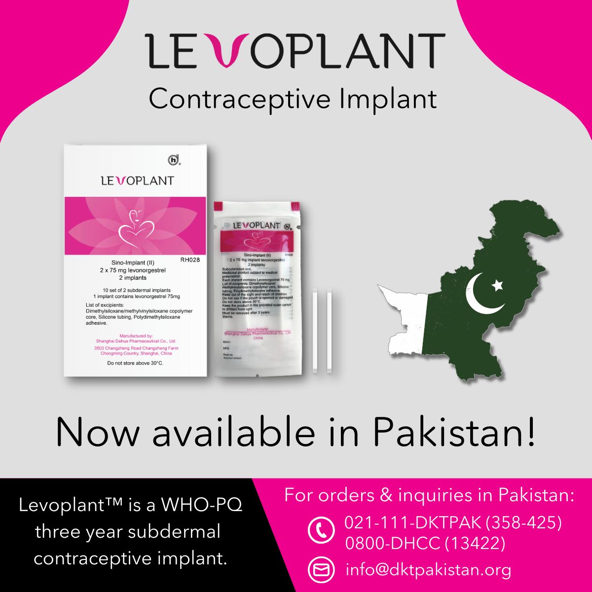 Levoplant™ contraceptive implant is now registered in Pakistan